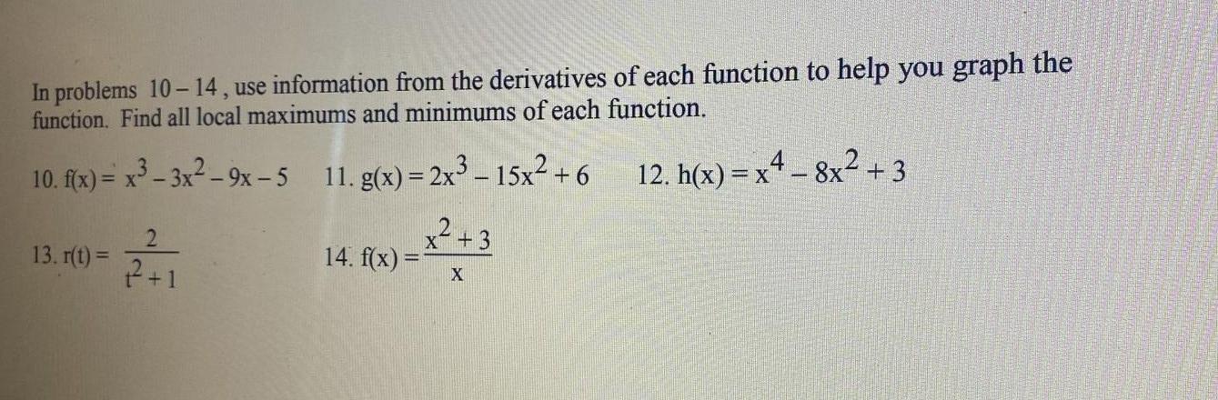 Solved In problems 10−14, use information from the | Chegg.com