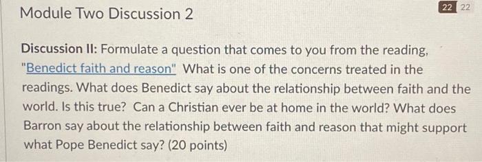 Module Two Discussion 2 Discussion II: Formulate a | Chegg.com