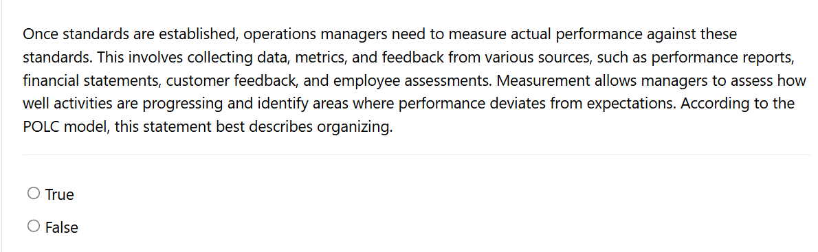 Solved Once standards are established, operations managers | Chegg.com