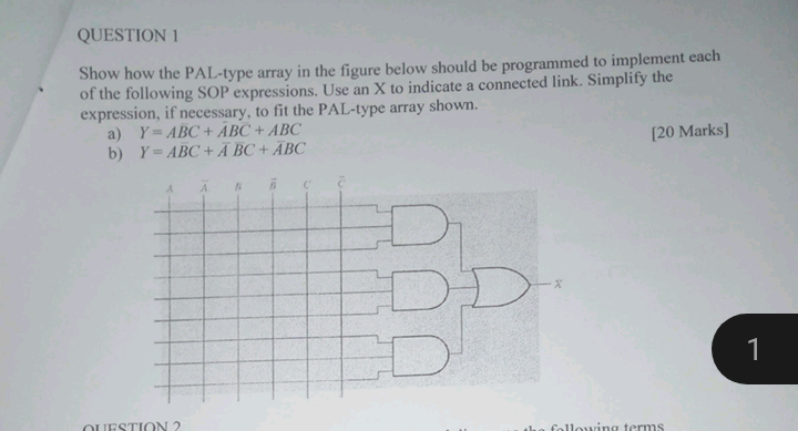Solved Show how the PAL-type array in the figure below | Chegg.com