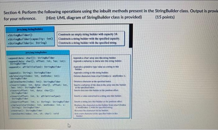 Solved 1 creat a stringbuilder instance with a string value | Chegg.com
