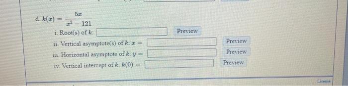 Solved For each of the rational functions given below | Chegg.com
