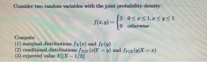 Solved Consider two random variables with the joint | Chegg.com