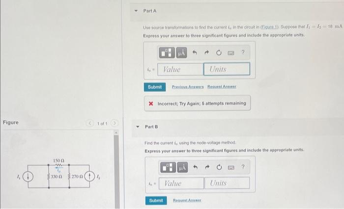 Solved Use source transformations to find the cigtent in in | Chegg.com
