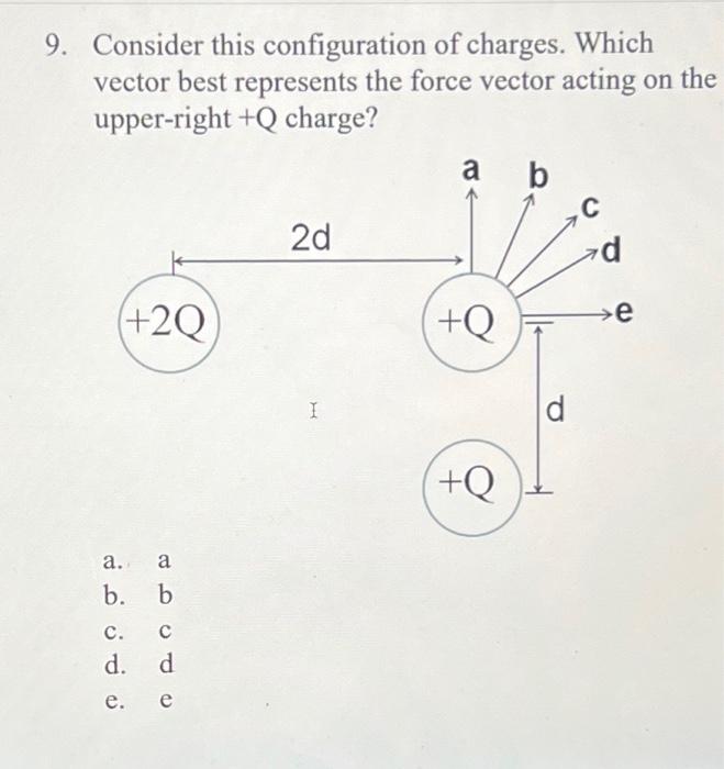 Solved 9. Consider this configuration of charges. Which | Chegg.com