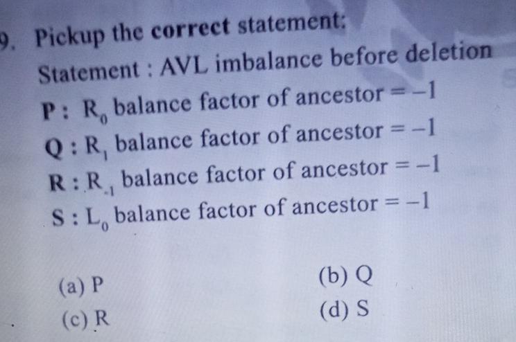 Solved Pickup the correct statement:Statement: AVL imbalance | Chegg.com