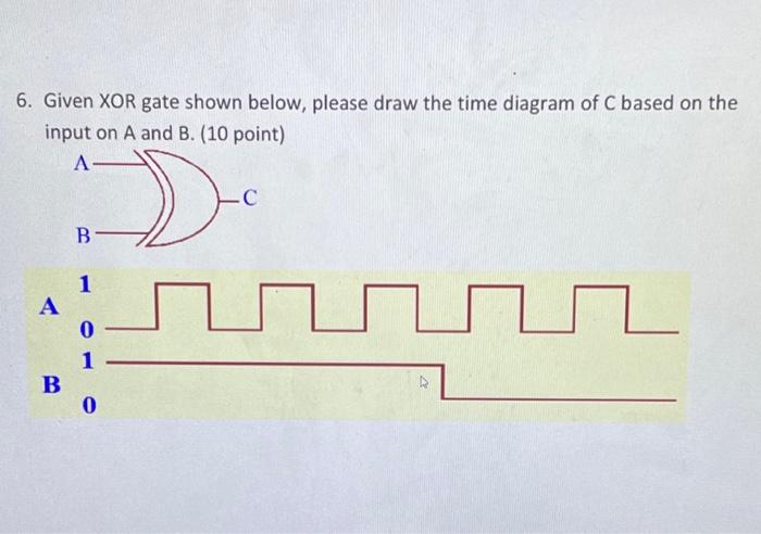 Solved 6. Given XOR gate shown below, please draw the time | Chegg.com