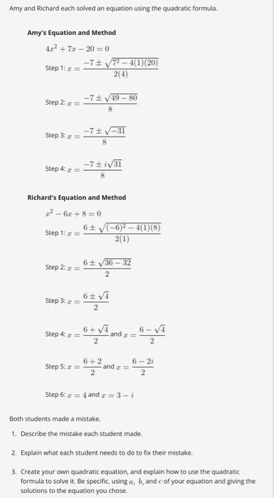 Solved Amy and Richard each solved an equation using the | Chegg.com