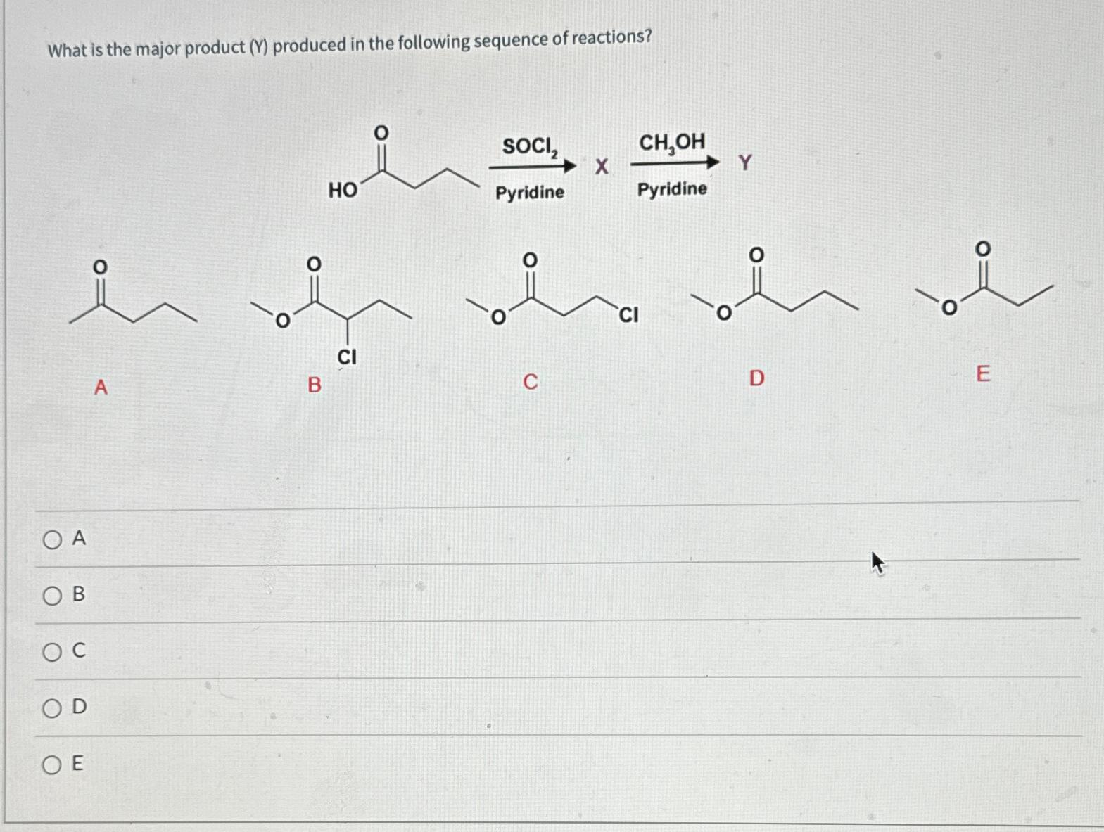 Solved What is the major product (Y) ﻿produced in the | Chegg.com