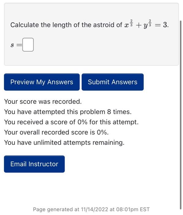 Solved Calculate the length of the astroid of x32+y32=3. s= | Chegg.com