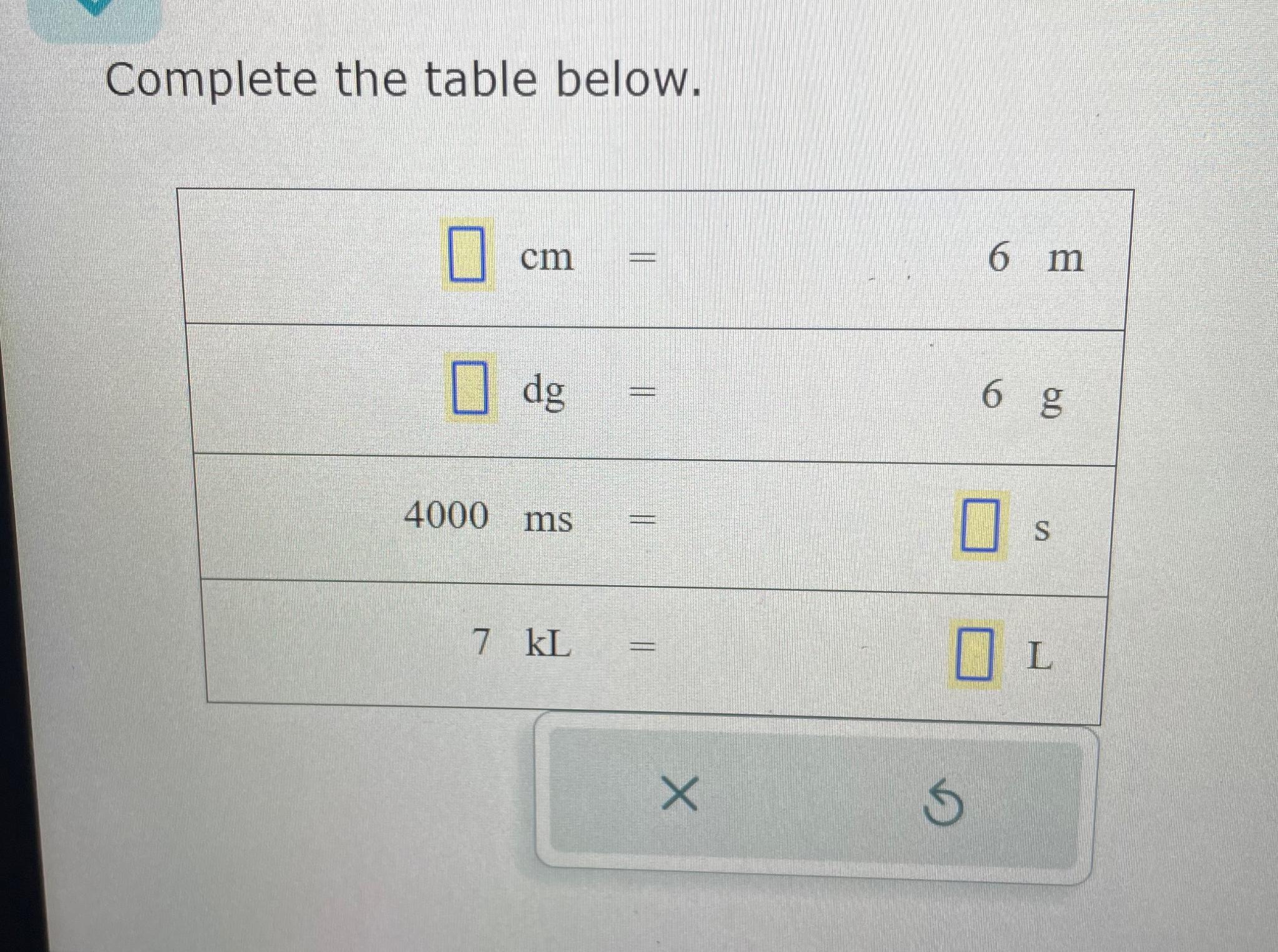 Solved Complete the table below.\table[[cm=,6m | Chegg.com