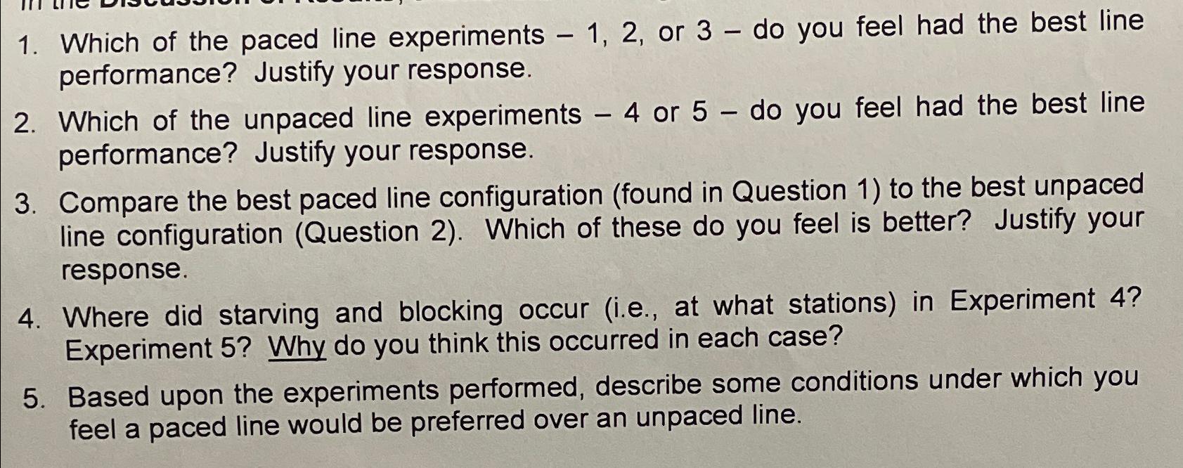 Solved Which of the paced line experiments -1,2, ﻿or 3 - ﻿do | Chegg.com