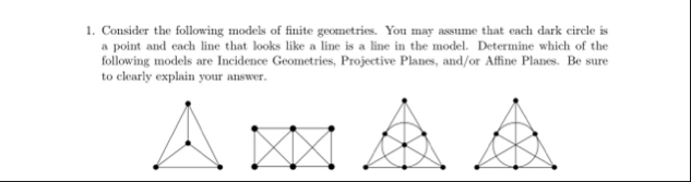 Solved Consider the following models of finite geometries. | Chegg.com