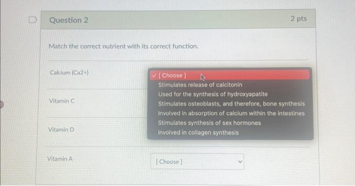 Solved Match the correct nutrient with its correct function. | Chegg.com