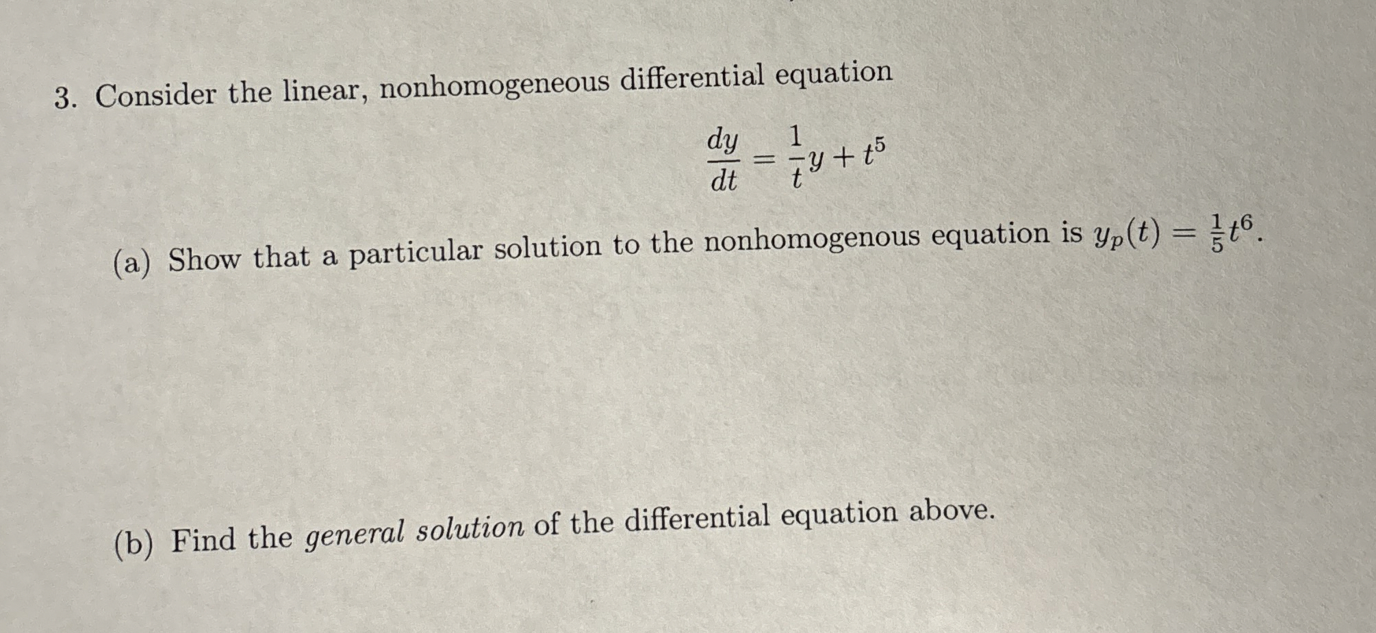 Solved Consider the linear, nonhomogeneous differential | Chegg.com Solved Consider the linear, nonhomogeneous differential | Chegg.com