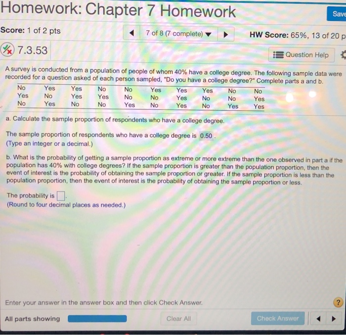 Solved No No No No Yes Homework: Chapter 7 Homework Save | Chegg.com