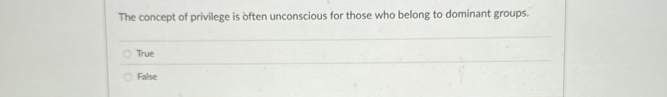 Solved The concept of privilege is often unconscious for | Chegg.com