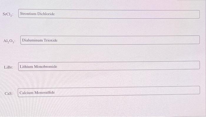 Strontium Dichloride Dialuminum Trioxide LiBr: | Chegg.com