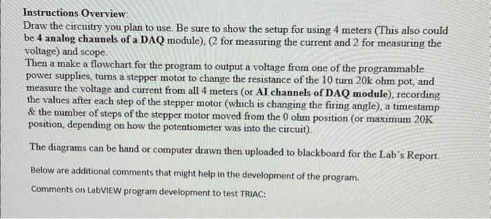 Solved Instructions Overview: Draw the circuitry you plan to | Chegg.com