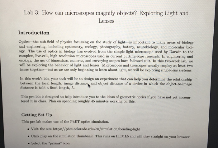 Lab 3: How can microscopes magnify objects? Exploring | Chegg.com