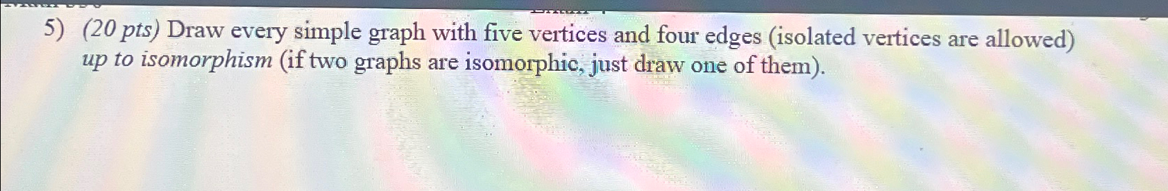 Solved (20 ﻿pts) ﻿Draw every simple graph with five vertices | Chegg.com