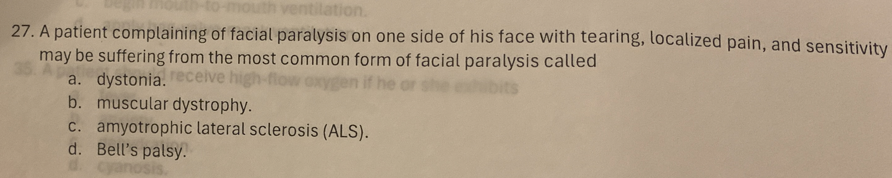 Solved A patient complaining of facial paralysis on one side | Chegg.com