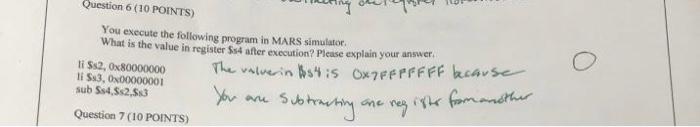 Solved You Execute The Following Program In Mars Simulator 8145