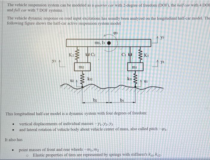 Solved The vehicle suspension system can be modeled as a | Chegg.com