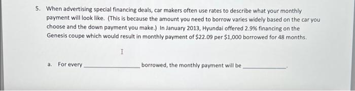 Solved When advertising special financing deals, car makers | Chegg.com