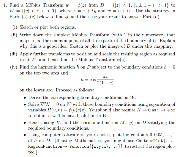 Solved Find a Möbius Transform w=ϕ(z) from | Chegg.com