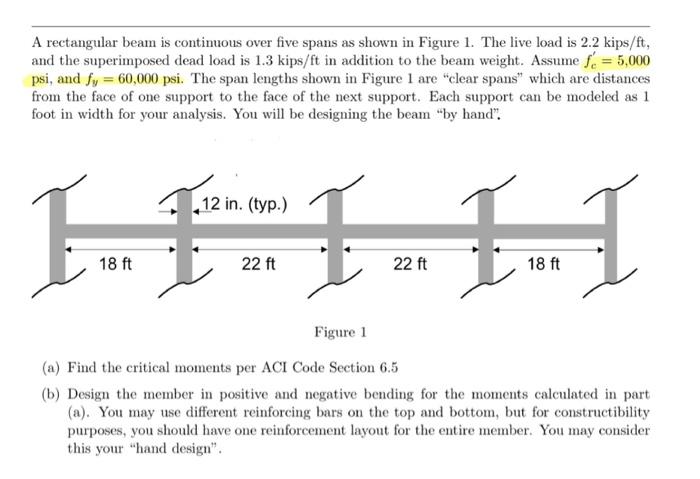 Solved A rectangular beam is continuous over five spans as | Chegg.com