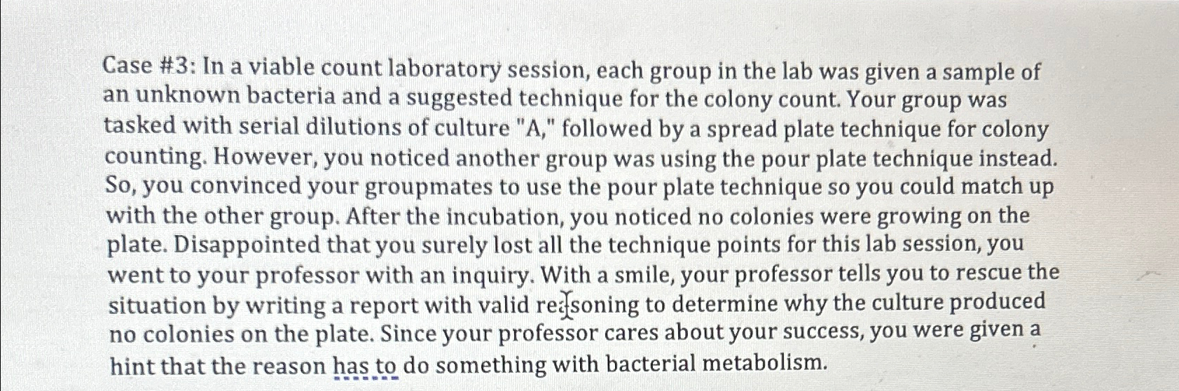 Solved Case #3: In a viable count laboratory session, each | Chegg.com