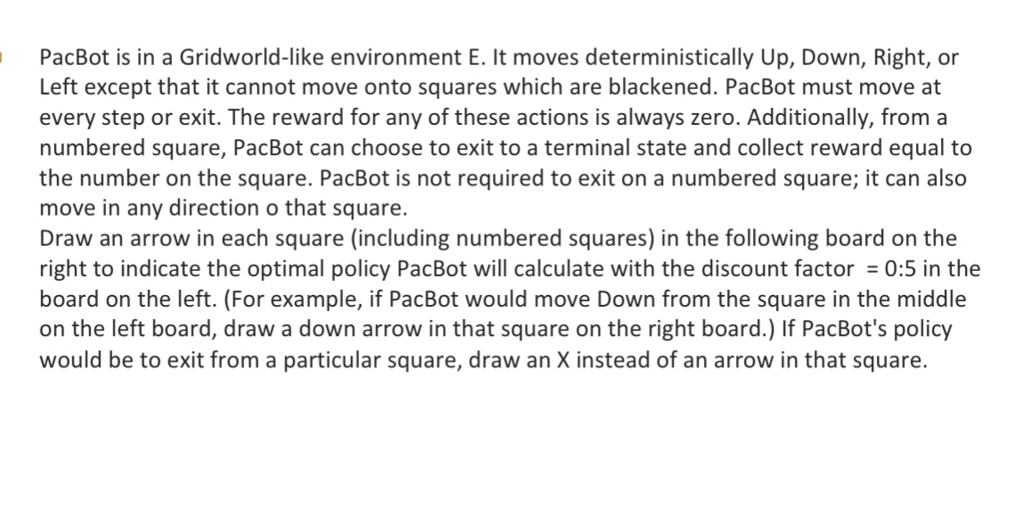 Solved PacBot is in a Gridworld-like environment E. ﻿It | Chegg.com