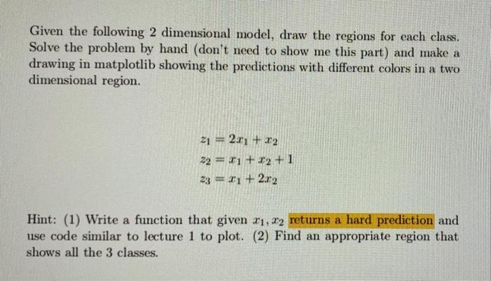 1 Decision boundary multi-class logistic regression | Chegg.com