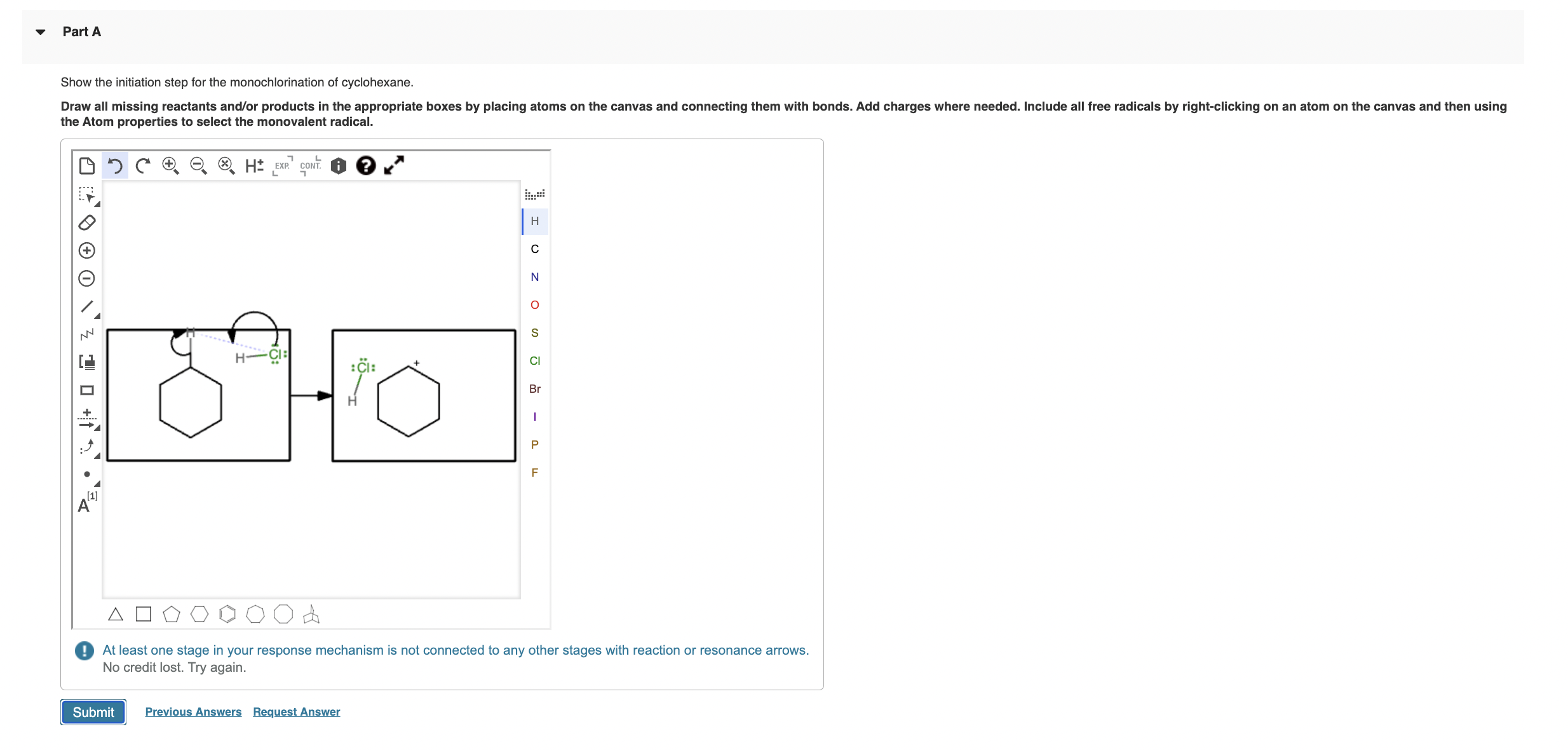 Solved Part A Show the initiation step for the | Chegg.com
