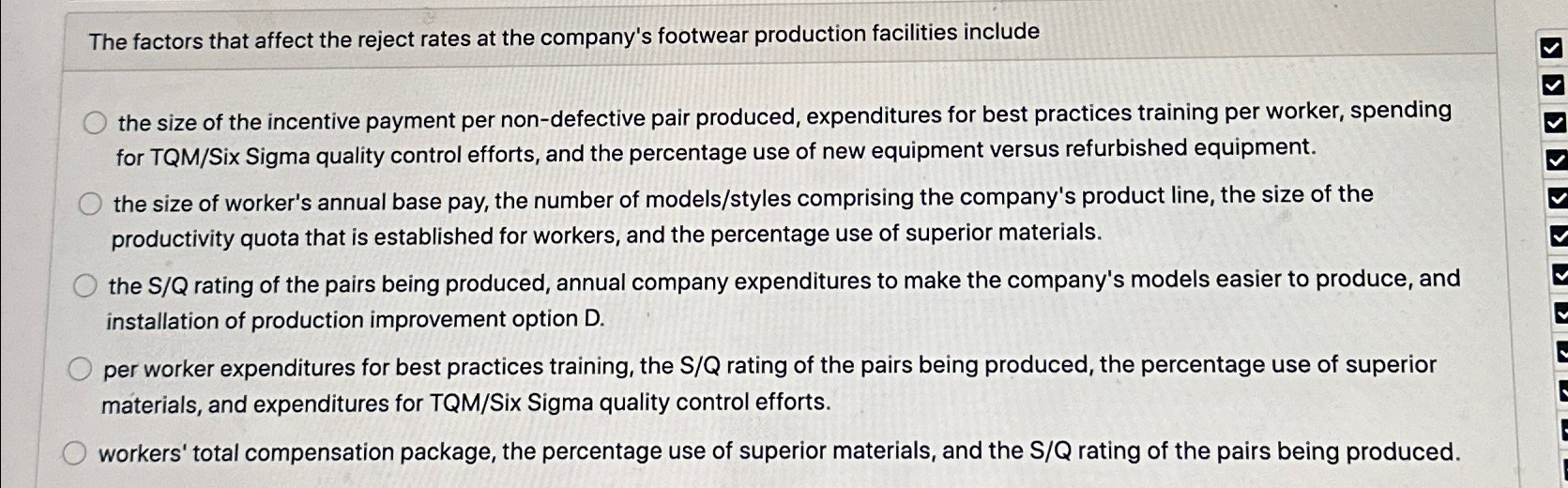 Solved The factors that affect the reject rates at the | Chegg.com