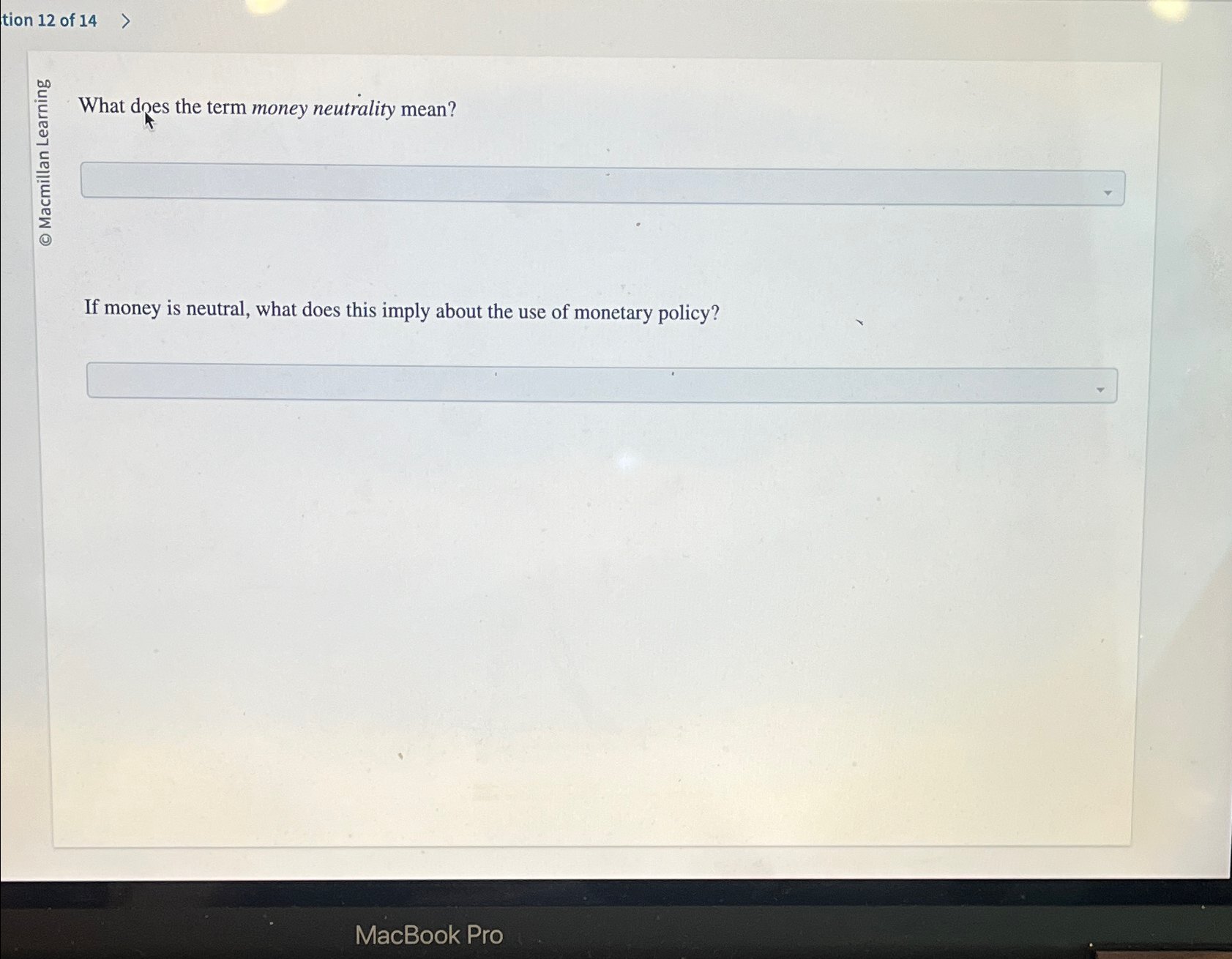 Solved tion 12 ﻿of 14What does the term money neutrality | Chegg.com