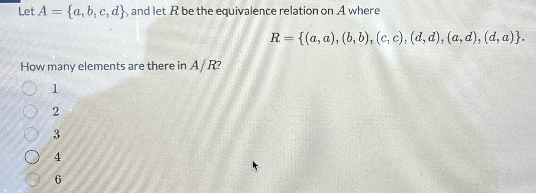 Solved Let A={a,b,c,d}, ﻿and let R ﻿be the equivalence | Chegg.com