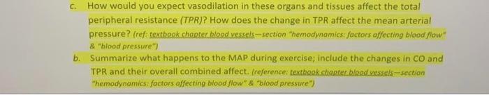 Solved C. How would you expect vasodilation in these organs | Chegg.com