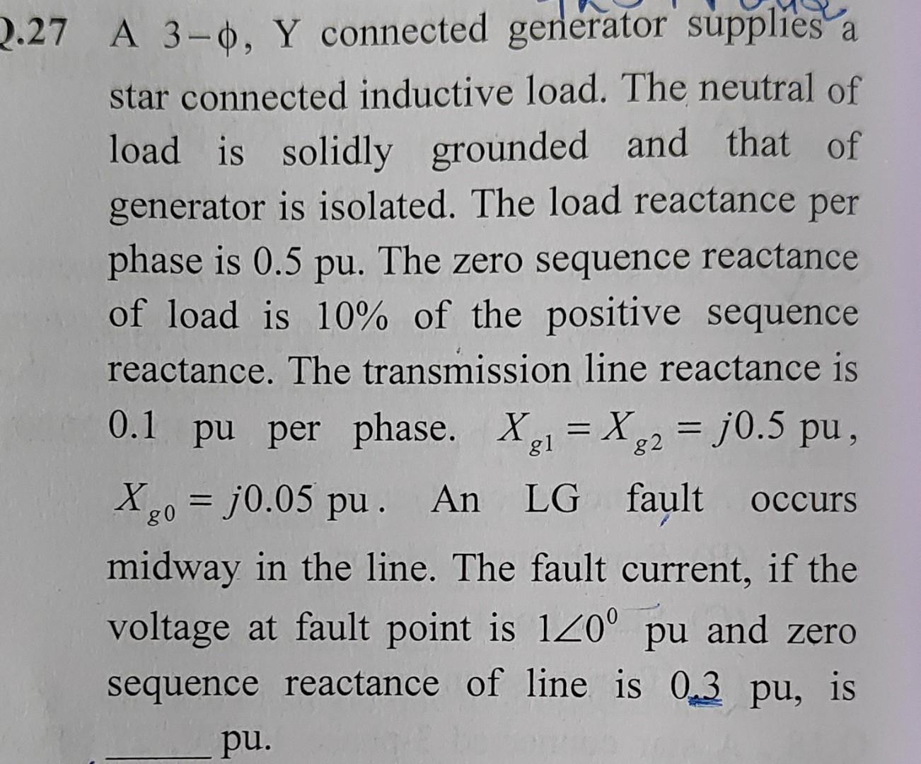 Solved A 3−ϕ,Y connected generator supplies a star connected | Chegg.com