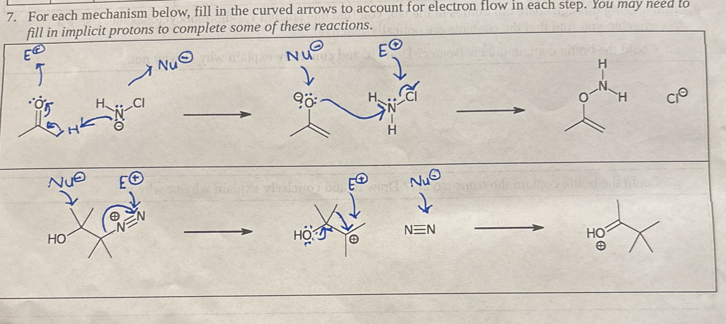 Solved For each mechanism below, fill in the curved arrows | Chegg.com