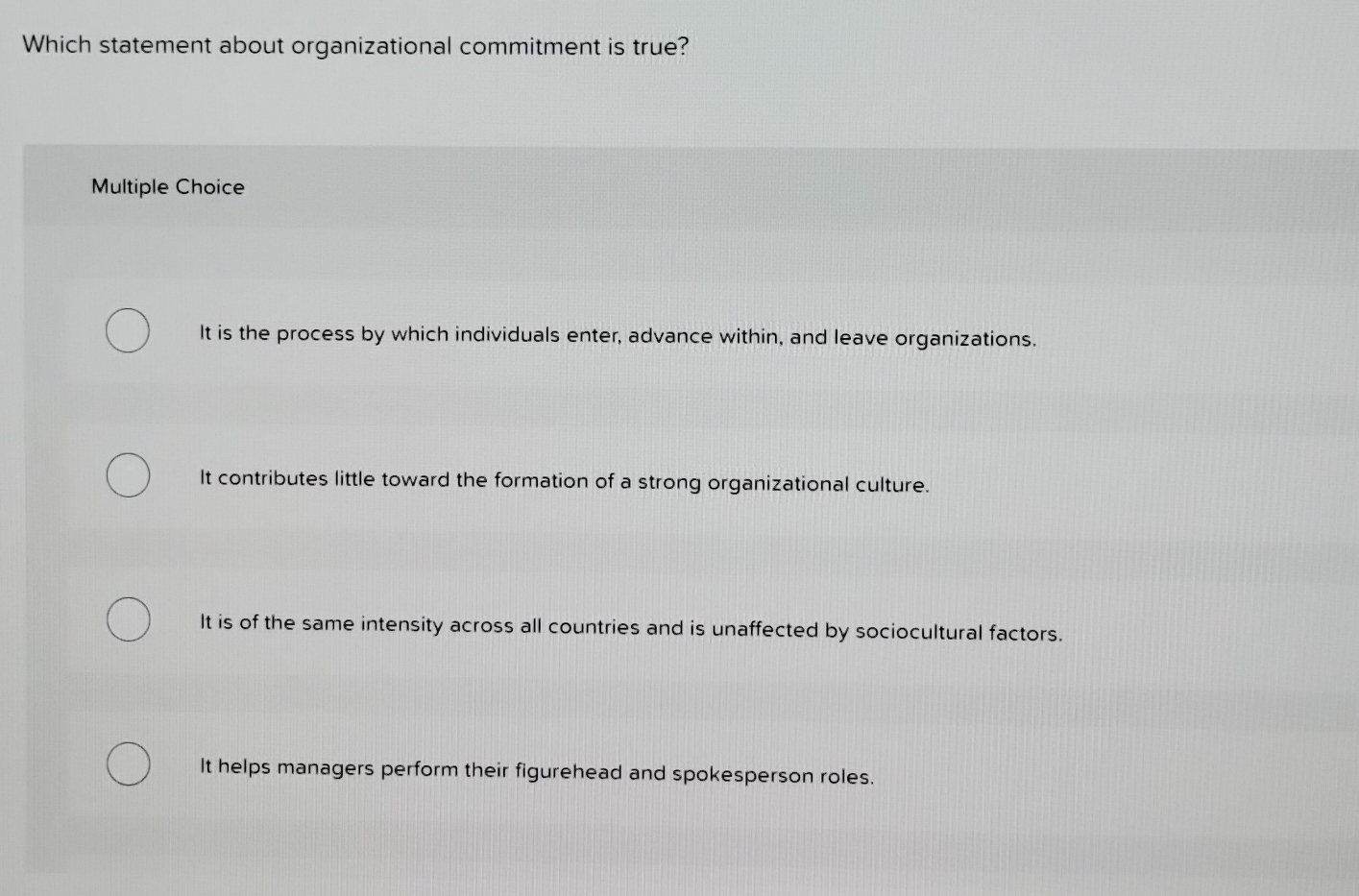 Solved Which statement about organizational commitment is | Chegg.com