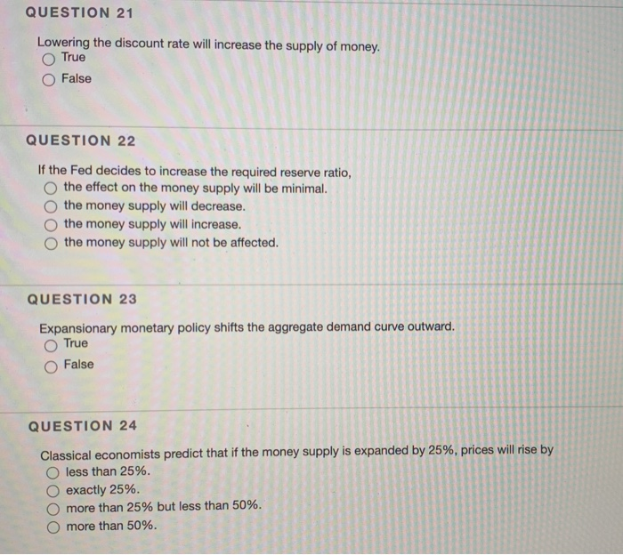 Solved QUESTION 21 Lowering the discount rate will increase | Chegg.com