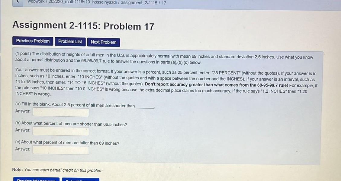Solved webwork/202220_math1115s10_hosseinyazdi / | Chegg.com