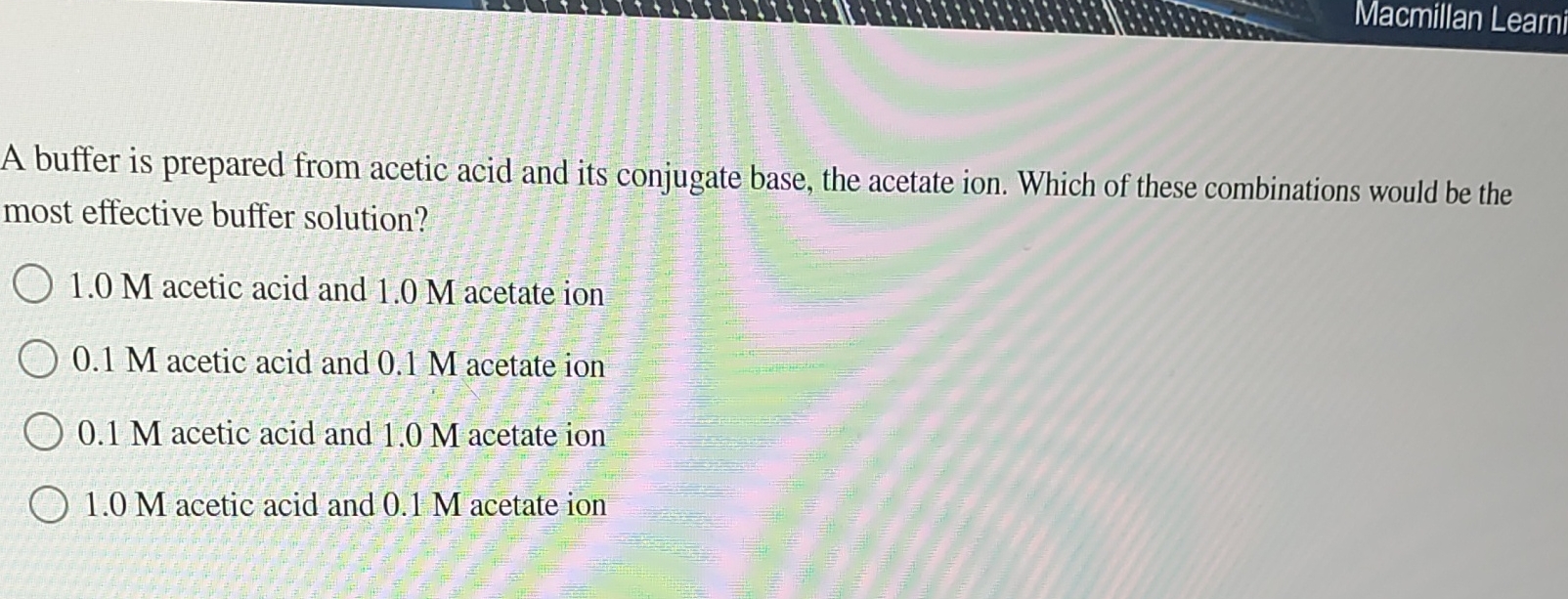 Solved A buffer is prepared from acetic acid and its | Chegg.com