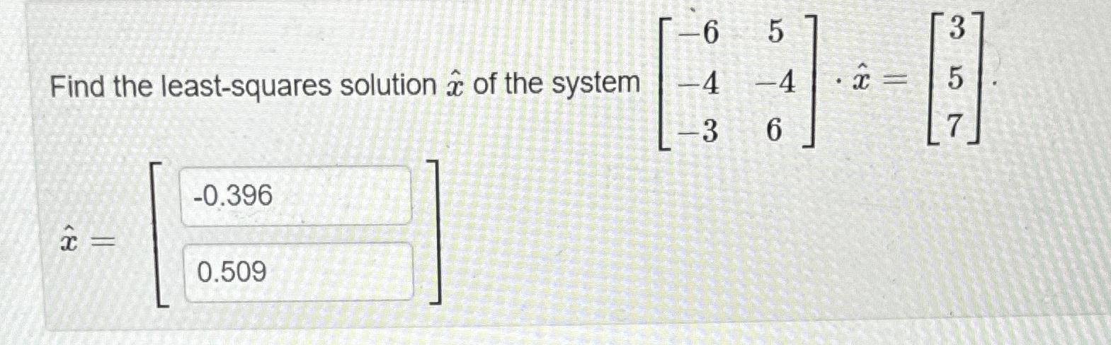Solved Find the least-squares solution hat(x) ﻿of the system | Chegg.com