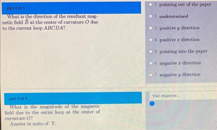 Solved part 1 of 5 The current loop ABCDA carries current | Chegg.com