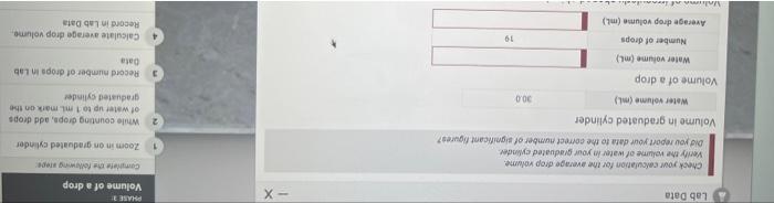 Solved Lab Data -X PHASE : Volume of a drop Caree Zoom in on | Chegg.com