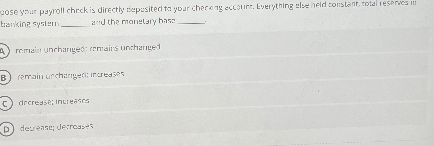 Solved pose your payroll check is directly deposited to your | Chegg.com