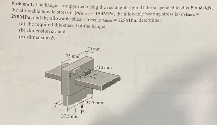 Solved Problem 1. The hanger is supported using the | Chegg.com